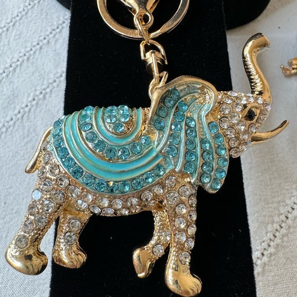 Accessories | Elephant Keychain Or Purse Charm Gold Tone Finish Teal ...